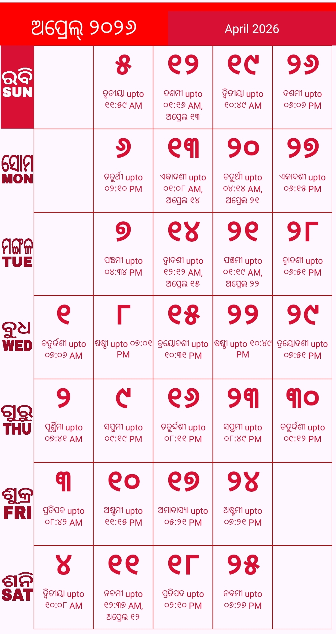 Odia Calendar 2026 - Odia Kohinoor Calendar Panji - News Lens Odisha