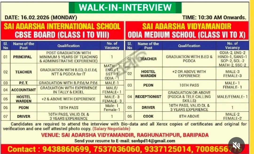 Odisha School Peon Jobs Vacancy 2026 - 10th Pass - News Lens Odisha